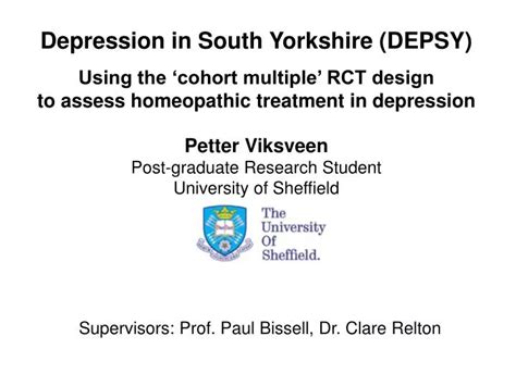 Ppt Depression In South Yorkshire Depsy Using The ‘cohort Multiple Rct Design To Assess