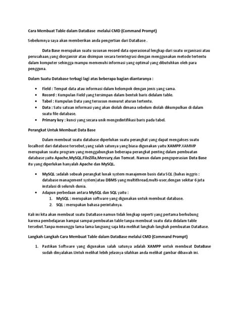 Pdf Cara Membuat Table Dalam Database Melalui Cmd Dokumentips