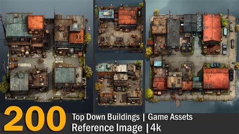 Artstation Top Down Buildings Game Assets Reference Images 4k