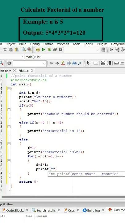 19 Factorial Of A Number C Program Shorts Shortvideo