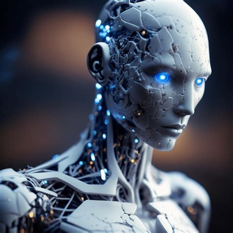 Premium Photo Detailed Portrait Of A Humanoid Robot Close Up Portrait