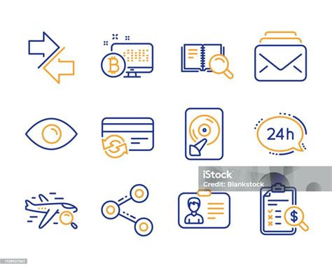 동기화 식별 카드 및 메일 아이콘을 설정 합니다 비트 코인 시스템 24 시간 서비스 및 검색 비행 표지판 벡터 고급에 대한 스톡 벡터 아트 및 기타 이미지 Istock
