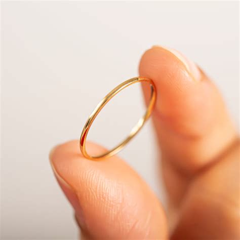 1mm Gold Ring 14k Gold Etsy