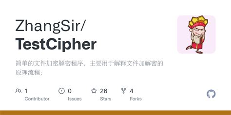 GitHub ZhangSir TestCipher 简单的文件加密解密程序主要用于解释文件加解密的原理流程