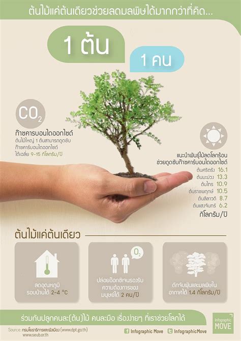Infographic 1 ต้น 1 คน ต้นไม้แค่ต้นเดียวช่วยลดมลพิษได้ งานวิทยาศาสตร์ อินโฟกราฟิก ภูมิศาสตร์