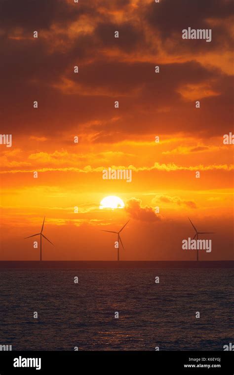 Wind Turbines On The Sea Stock Photo Alamy