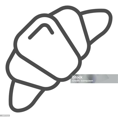 크로와상 라인 아이콘 과자 생과자 개념 벡터 그래픽 달콤한 롤빵 흰색 배경에 베이커리 간판 모바일 또는 웹 디자인을위한 윤곽선 스타일 아이콘 검은색에 대한 스톡 벡터 아트