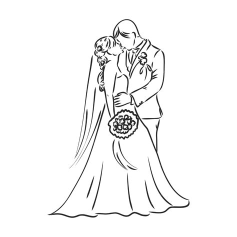 Bride And Groom Outline