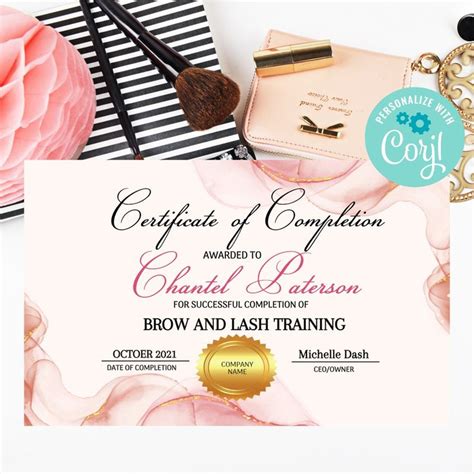 Diy Certificate Of Completion Template Lash Course Certificate Beauty