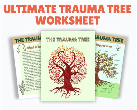 Trauma Tree Worksheet Bundle Trauma Worksheets PTSD Counseling Worksheet Trauma Symptoms