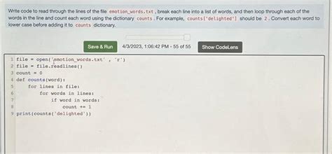 Solved Write Code To Read Through The Lines Of The File