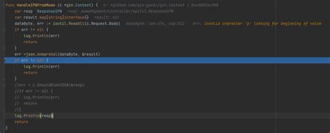 Gin Golang Invalid Character P Looking For Beginning Of Value