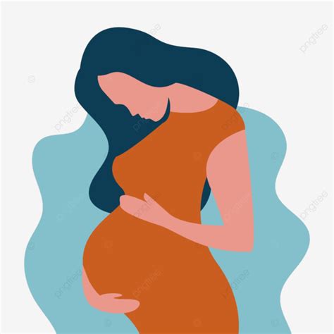 Pregnant Woman Concept In Cute Cartoon Style Woman Happy Girl Png