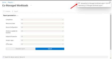 Intune Co Management Workloads Report Endpoint Manager Device
