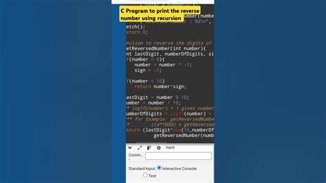 C Program To Print The Reverse Number Using Recursion Coding Code Cprogramming Youtube