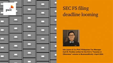 Pwc Philippines On Linkedin The Deadline For Filing Annual Financial Statements Afs Is Just