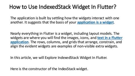 How To Use Indexedstack Widget In Flutterpptx