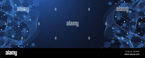 Modern Scientific Abstract Background With Hexagon Shapes Lines And Dots Innovation Concept