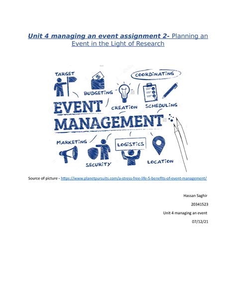 Unit 4 Assignment Ment 2 Event Management Unit 4 Managing An Event