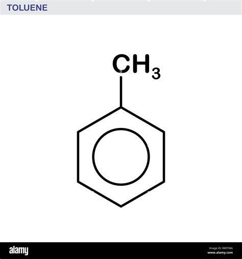 The Structural Formula Illustration Of A Toluene Molecule Black Outlines On White Background