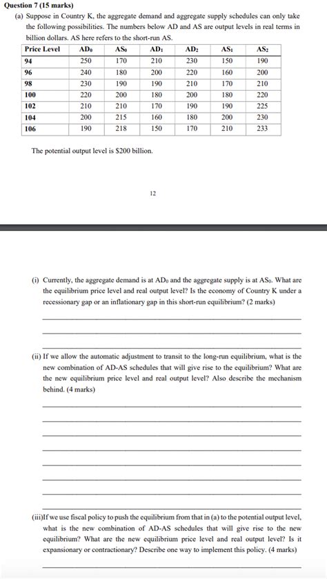 Question 7 15 Marks A Suppose In Country K The