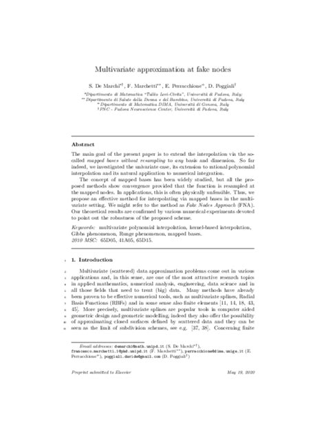 Pdf Multivariate Approximation At Fake Nodes