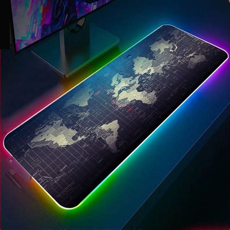World Map Rgb Gaming Mouse Pad Rgb Gaming Desk Pad Led Light Gaming Desk Mat Etsy
