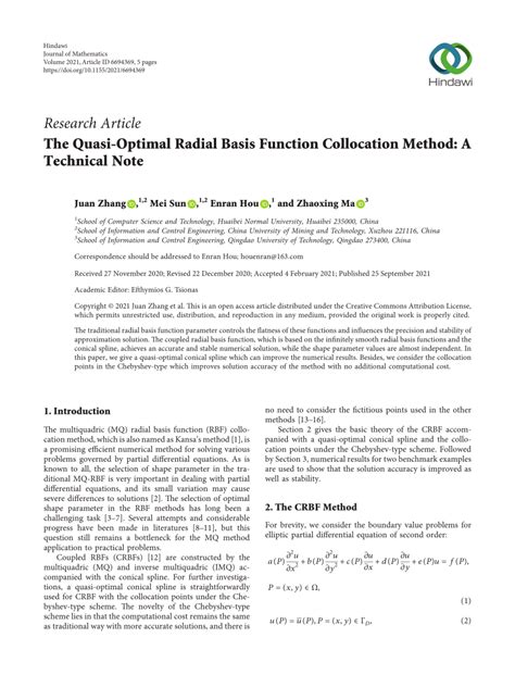 Pdf The Quasi Optimal Radial Basis Function Collocation Method A Technical Note
