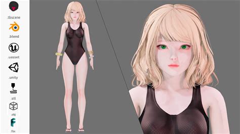 Bikini 0005 Ue5 Unity Blender Animated 3d Model By Blenderanimemodel3d
