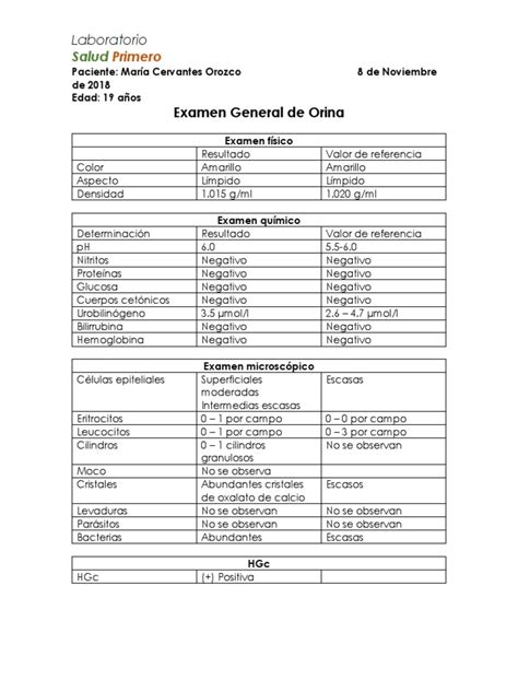 Examen General De Orina Pdf