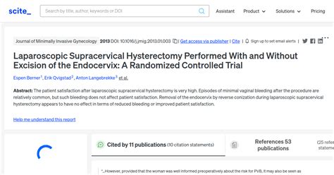 Laparoscopic Supracervical Hysterectomy Performed With And Without