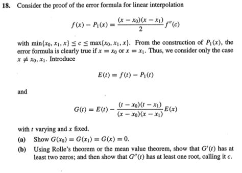 Solved 18 Consider The Proof Of The Error Formula For Chegg Com
