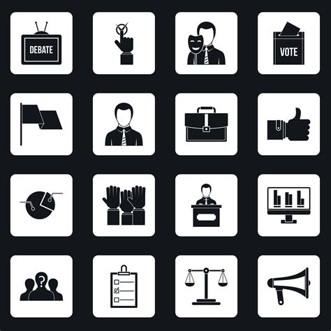 Election Voting Icons Set Squares Vector Vector Art At Vecteezy