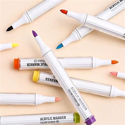 9 Colors Skin Tone Acrylic Marker Pens Set Flexible Tip Markers For
