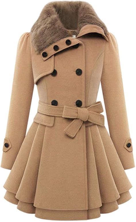 Crystallly Parka Mujer Largas Invierno De Solapa Con Sintética Manga Piel Estilo único Largo