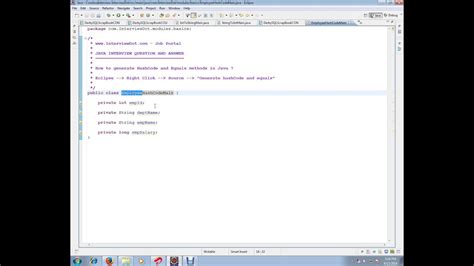 Generate Hashcode And Equals In Eclipse Youtube