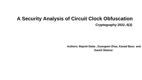 Pdf Presentation On Security Analysis Of Clock Obfuscation