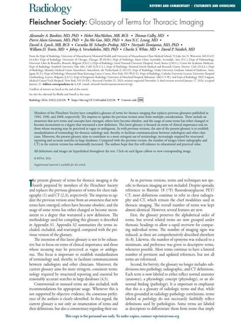 Bankier Et Al 2024 Fleischner Society Glossary Of Terms For Thoracic