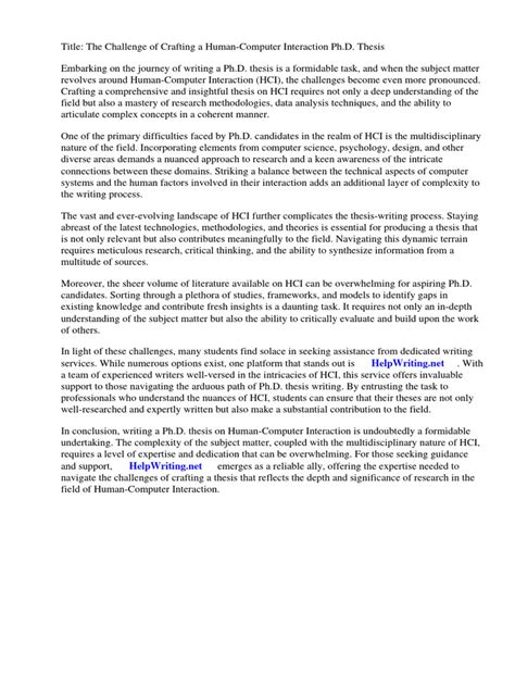 Human Computer Interaction Phd Thesis Pdf Human Computer Interaction Usability