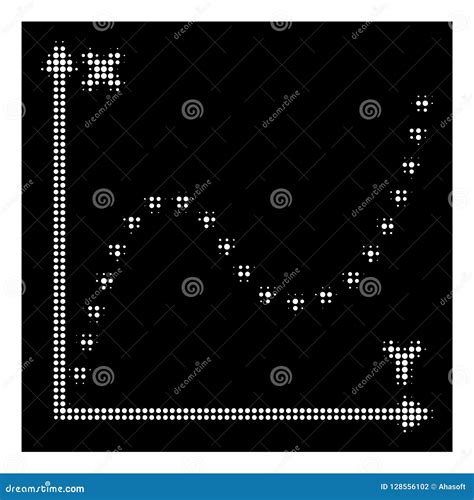 White Halftone Dotted Function Graph Icon Stock Vector Illustration