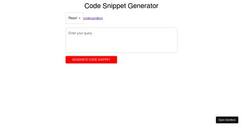 Code Snippet Generator Codesandbox