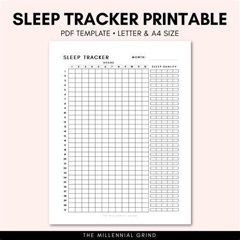 Sleep Tracker Printable Sleep Tracker Template Sleep Tracker