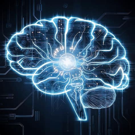 Digital Illustration Of Human Brain With Glowing Neural Network Symbolizing Artificial