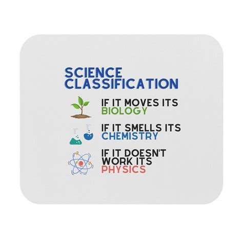 Science Classification Funny Biology Chemistry Physics Themed Mouse Pad