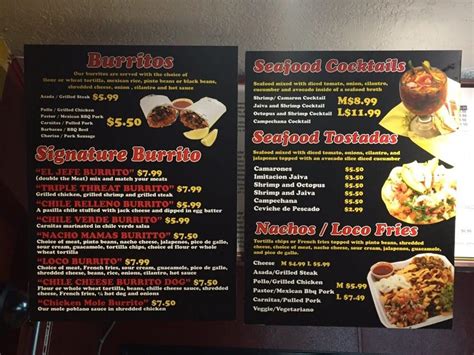 Menu At Loco Burrito Restaurant Moreno Valley