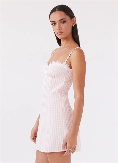 Bellissima Bustier Mini Dress Pink Gingham Peppermayo Uk