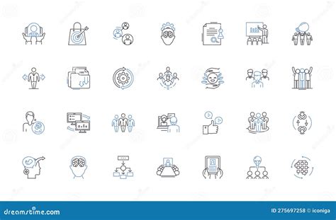 Organization Team Line Icons Collection Collaboration Strategy Unity Communication Synergy