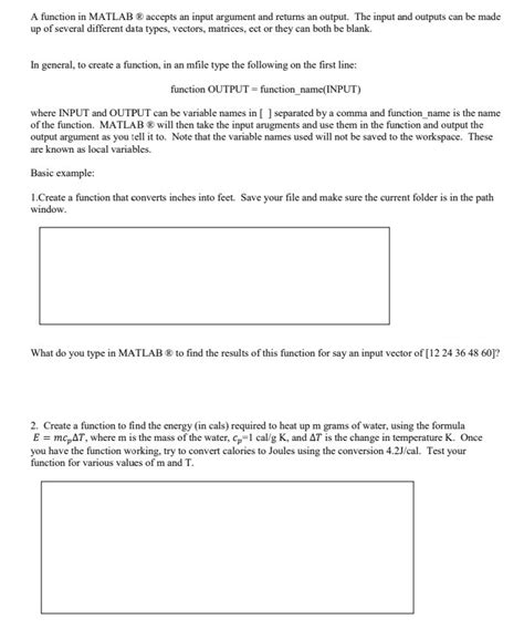 Solved A Function In Matlab® Accepts An Input Argument And