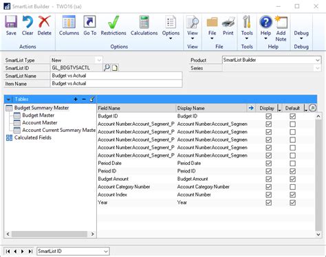 Budget Vs Actual Smartlist Builder Template Eone Solutions