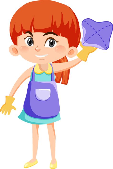 Cartoon Woman Cleaning